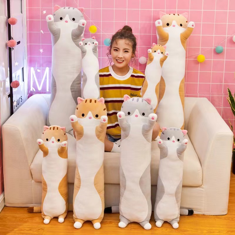 90cm Long cat plushie doll Roll Bantal Kucing Anak Patung Kucing cat ...
