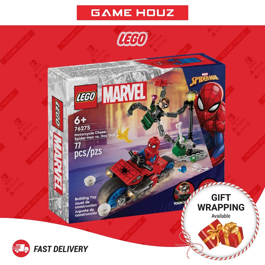 LEGO Marvel Motorcycle Chase: Spider-Man VS. Doc Ock (LG76275) | Shopee ...