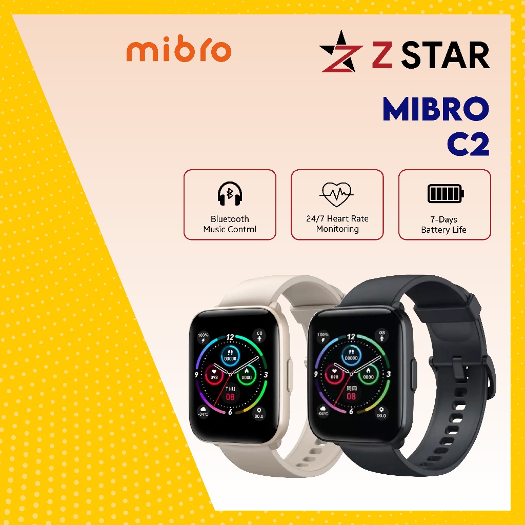 MIBRO C2 SMART WATCH 1.69-inch HD Screen 24H Heart Rate Monitoring 20 ...