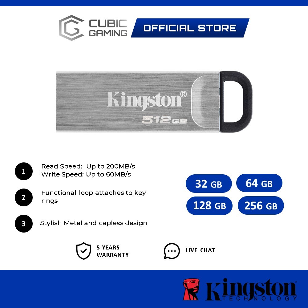 Kingston DataTraveler Kyson USB 3.2 Flash Drive Thumbdrive Pendrive DTKN (32GB/64GB/128GB/256GB ...