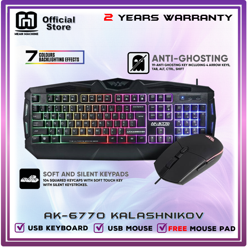 ARMAGGEDDON AK-6770 KALASHNIKOV RGB Anti-Ghosting Membrane Wired ...