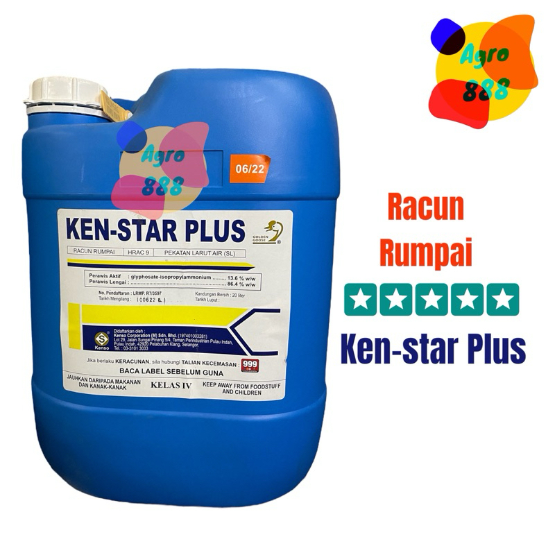 Ken star plus 20L/Glyphosate 13.6%/Kenstar plus/Herbicide/Racun Rumpai ...