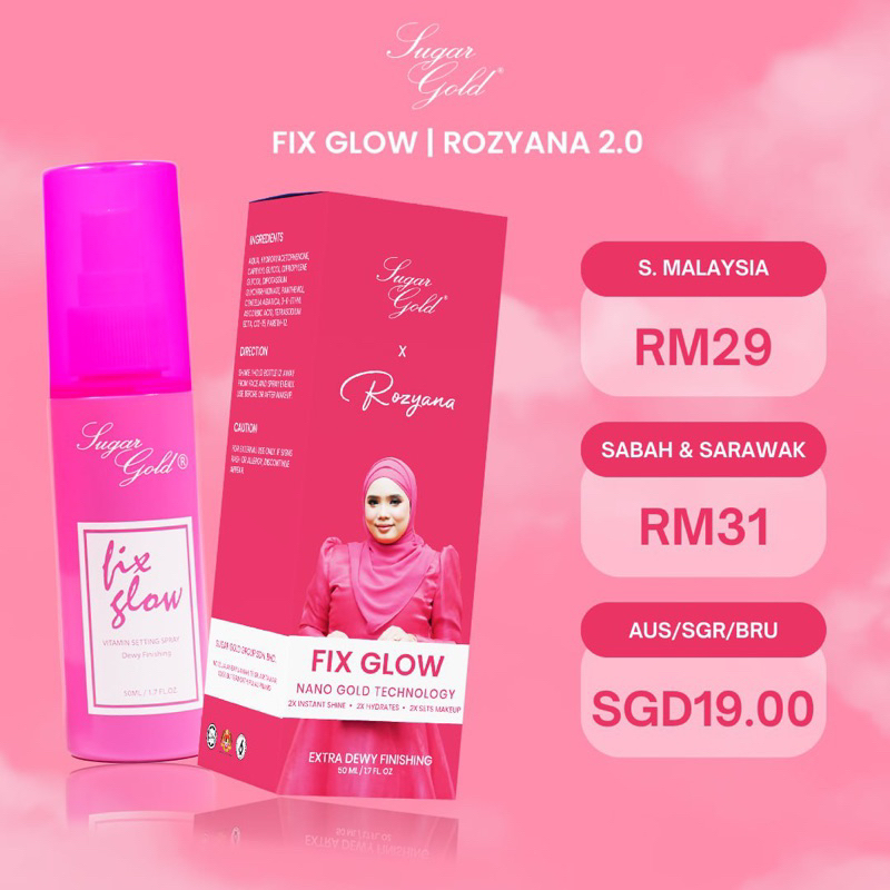 Fix Glow Makeup Setting Spray by Sugar Gold X Rozyana | Shopee Malaysia