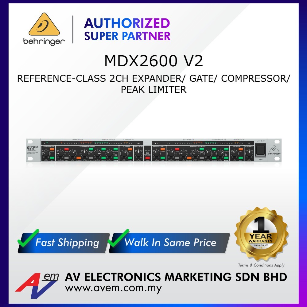 BEHRINGER COMPOSER PRO-XL MDX2600 V2 Reference-Class 2-Channel Expander ...