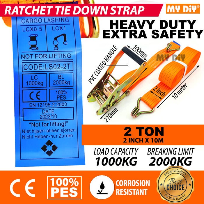 MYDIYSDNBHD - 2 Ton Ratchet Tie Down Belt 50mmx10m Metal Lock Belt Tali ...