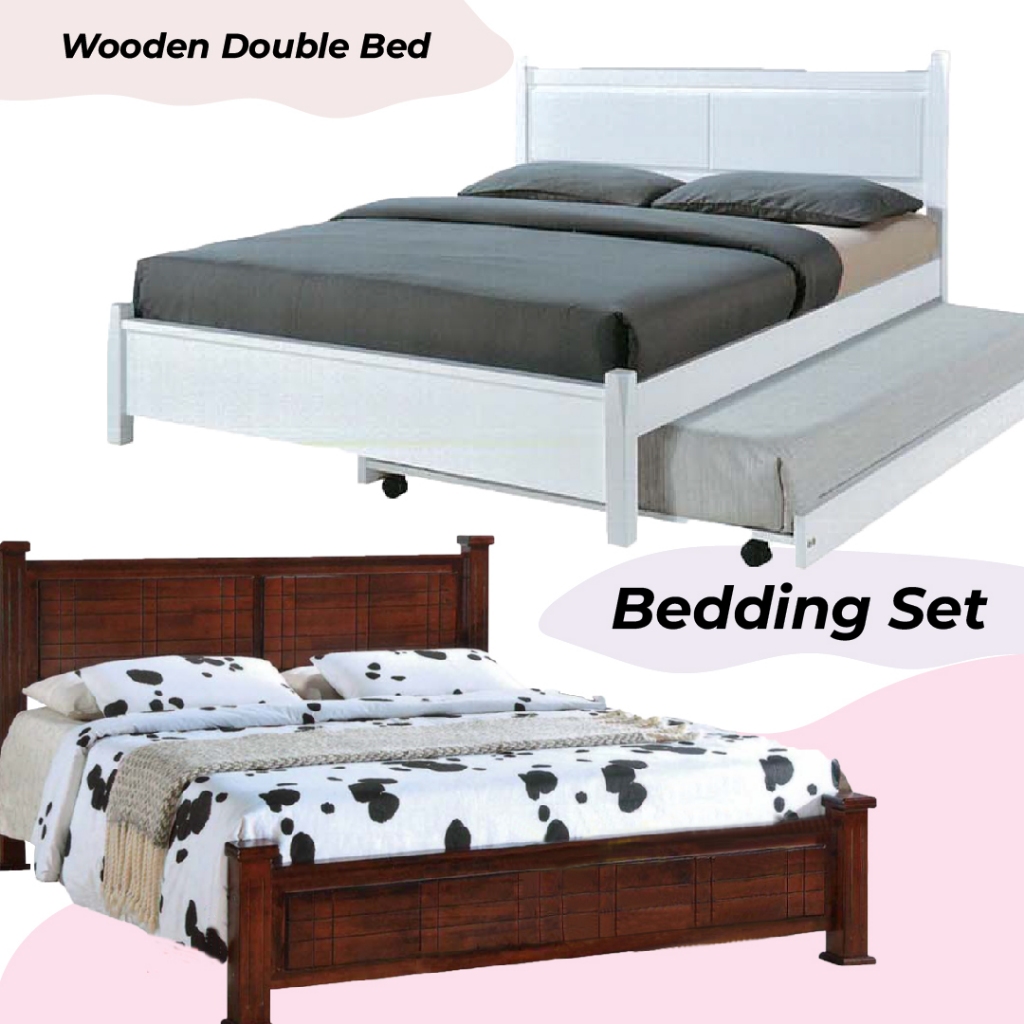 KATIL KAYU/RANGKA KATIL/WOODEN BEDFRAME/BEDROOM SET FURNITURE/WOOD BED ...