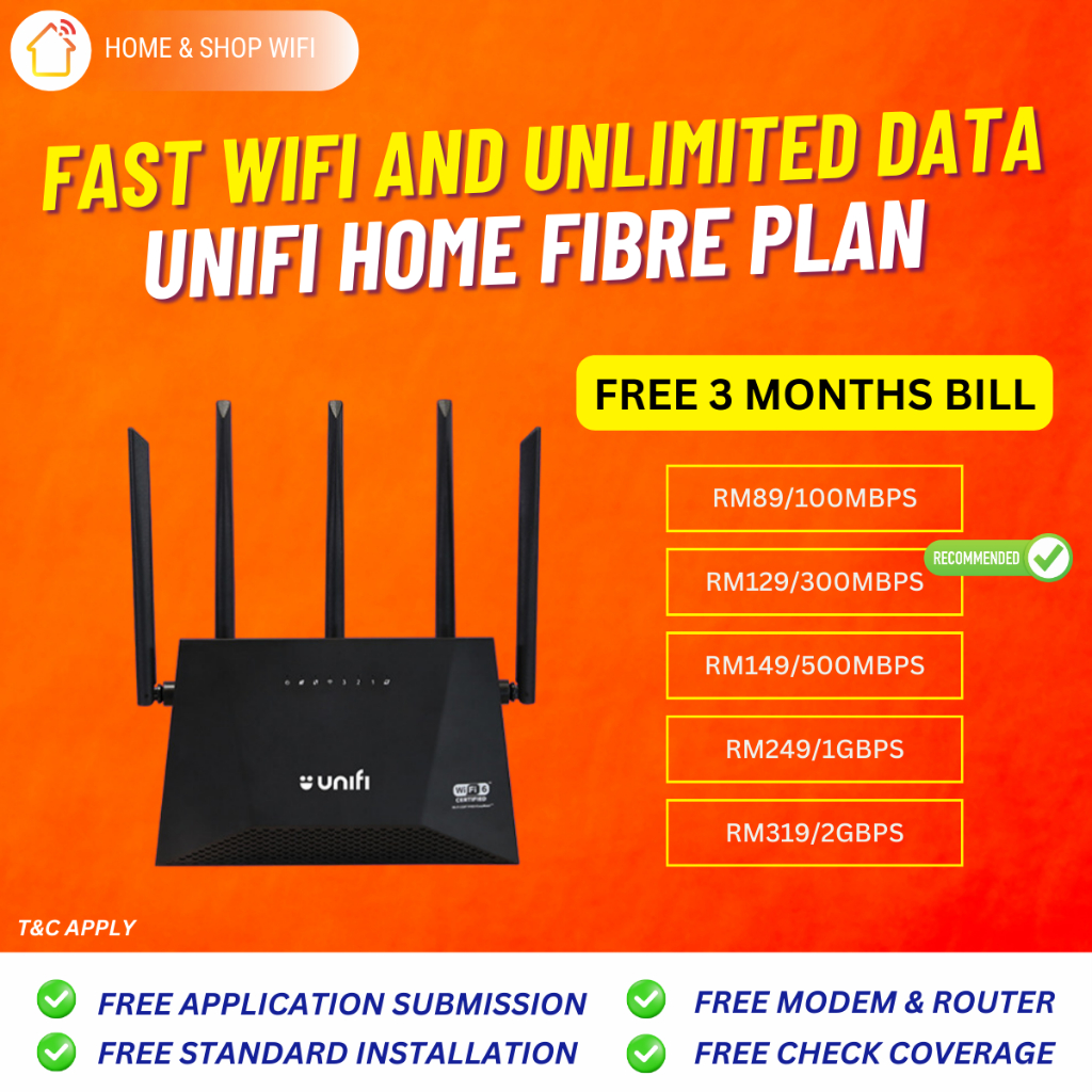 🔥UNIFI WiFi Home Fibre 100Mbps - Free Modem & Router - High Speed ...