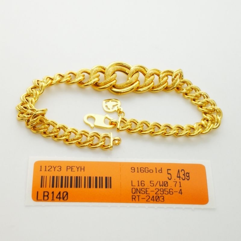 Rantai Tangan Coco Perut Ular Kosong Emas 916 Yon Hing | Shopee Malaysia