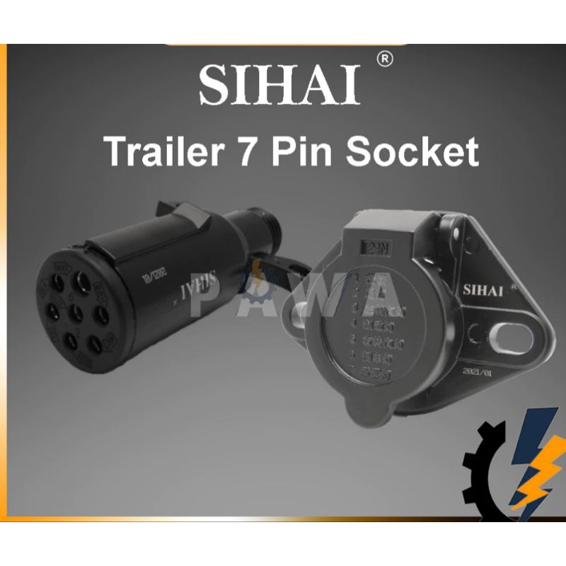 SIHAI TRAILER SOCKET 7PIN WAY MALE FEMALE TRAILER HEAVY DUTY ALUMINUM ...