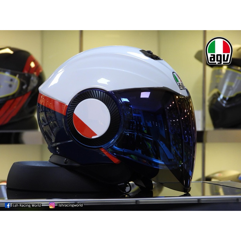 AGV Orbyt Block Pearl White Ebony Red Fluo Helmet (Color Visor Sold Separately) | Shopee Malaysia