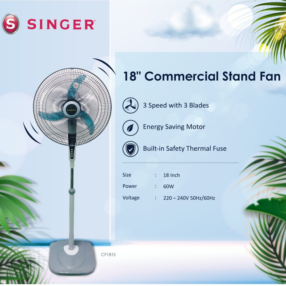 Singer Commercial Stand Fan 18" CF181S Kipas Angin | Shopee Malaysia