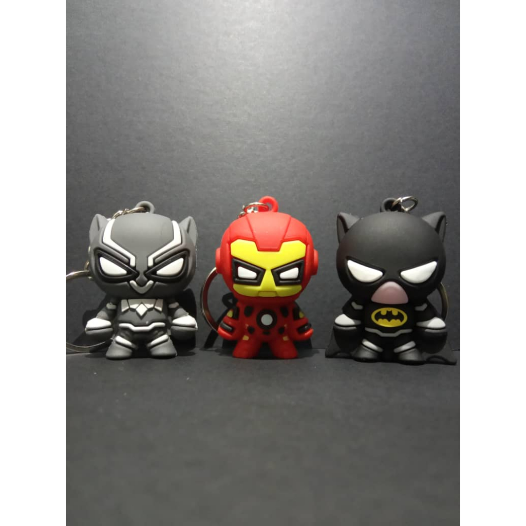 CUTE SUPERHERO KEYCHAINS (IRON MAN/BLACK PANTHER/BATMAN/THOR) | Shopee ...