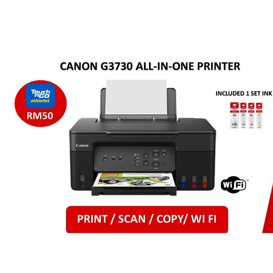 Canon PIXMA G3730 Refillable Ink Tank All-In-One Printer (Print/Copy ...