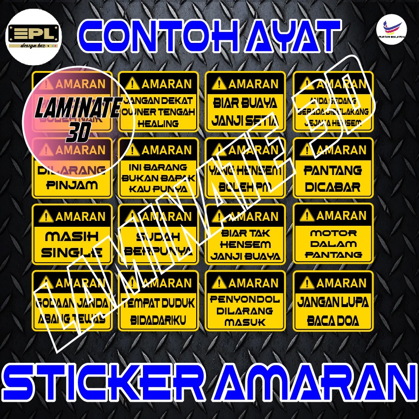 STICKER PRINT AMARAN/AWAS/WARNING MOTOR STICKER BASIKAL KERETA, STICKER ...