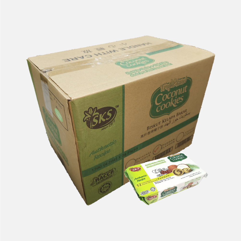 Coconut Cookies Pandan Flavor Individual Pack 120g x 24 Pack Per Box ...