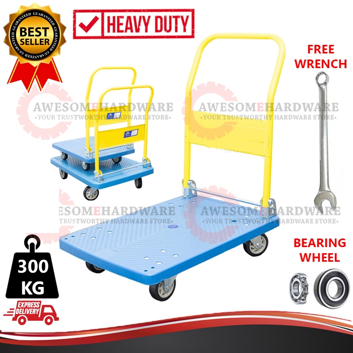 (300KG) BLUE LION HEAVY DUTY PVC PLATFORM TROLLEY TROLI TRUCK WITH ...