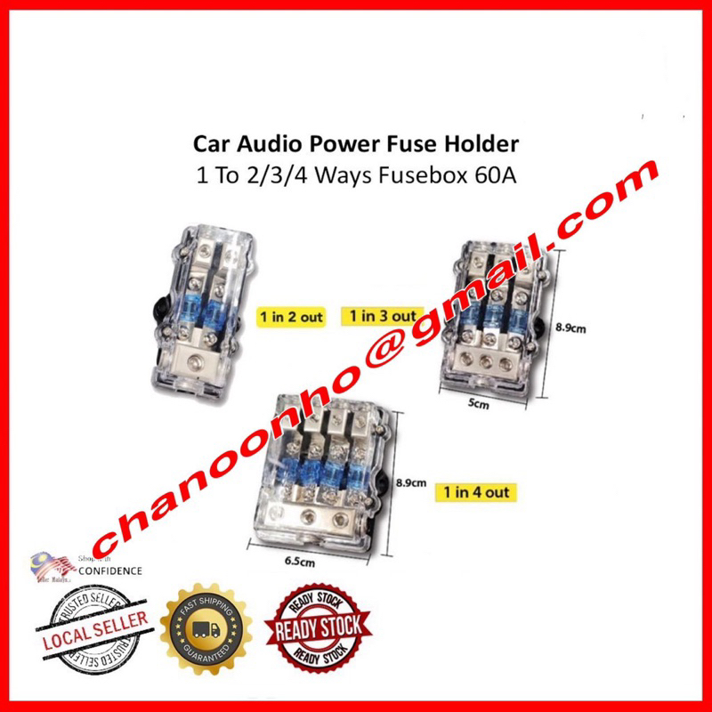 Universal Car Audio Power 60A Fuse Holder Fuse Box 1 In 2/3/4 Way Out ...