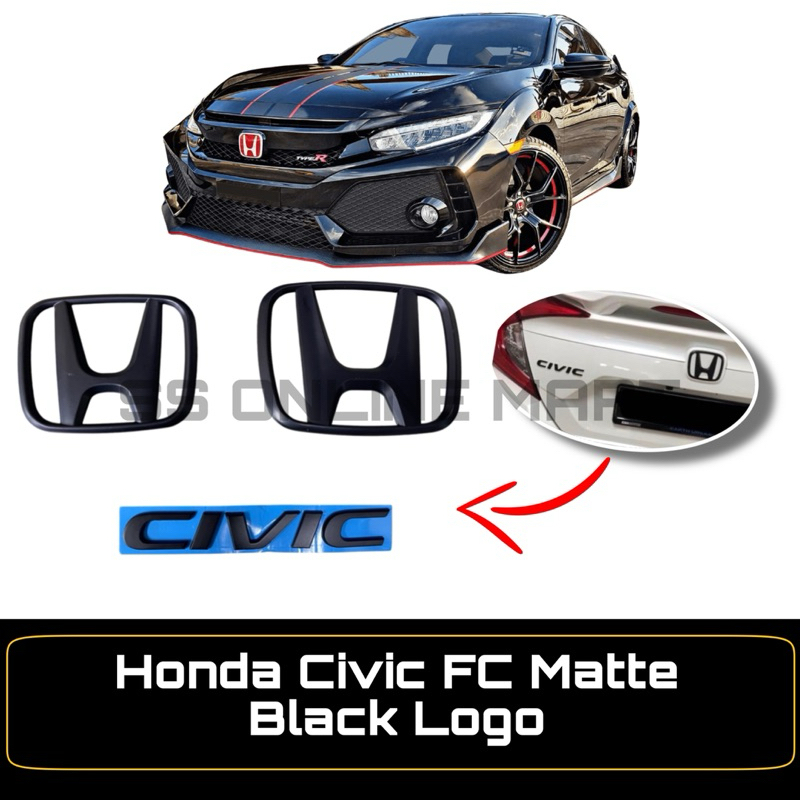 Honda Civic FC Front Rear Emblem Civic Worlding Logo Matte Balck Logo ...