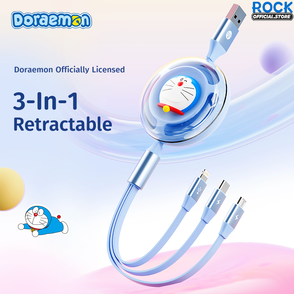 ROCK Doraemon Retractable 3 in 1 Charge & Sync Cable (哆啦A梦) | Shopee ...