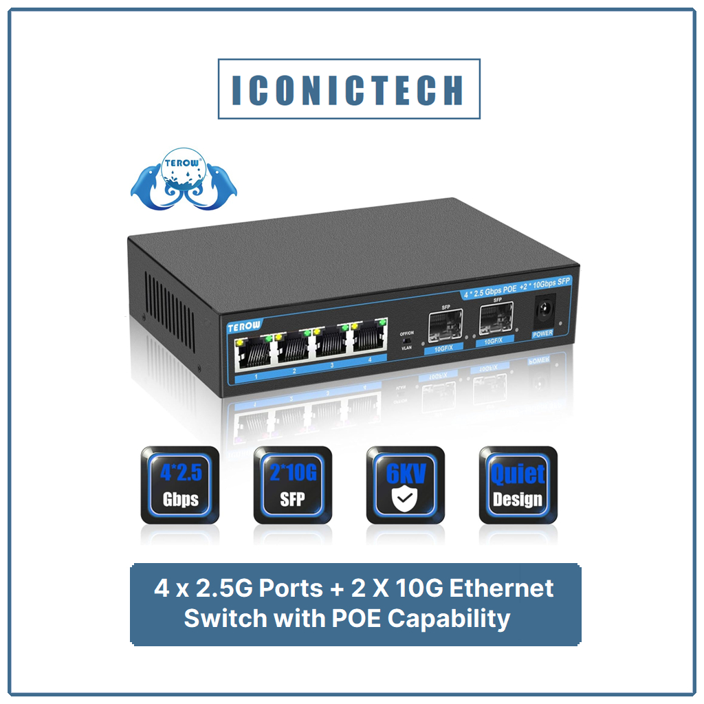 2.5G Ethernet Switch, Unmanaged 6-Port POE Switch, 4 x 2.5G Base-T & 2 ...