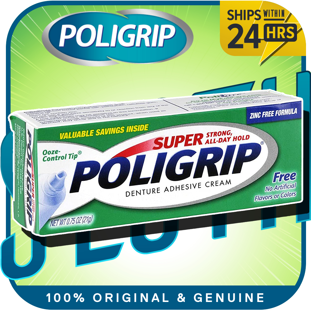 Poligrip Super Poligrip Denture Adhesive Cream - Strong, All-Day Hold l ...