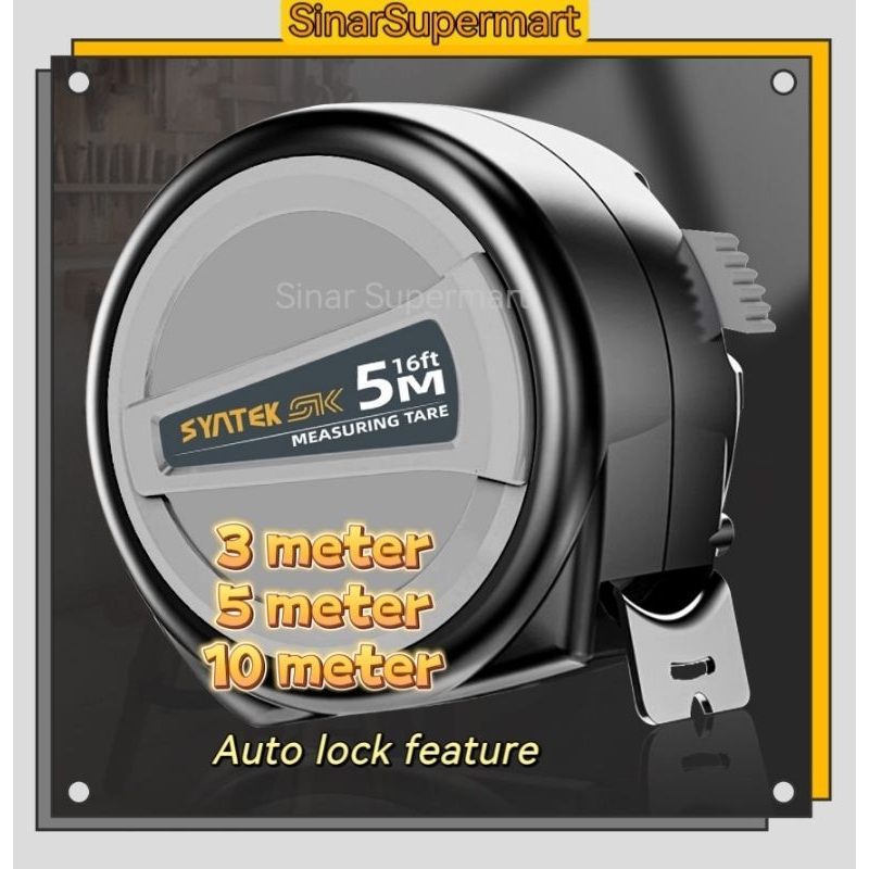 SinarSupermart SYNTEK Roller Measuring Tape Auto Lock Function 3 meter ...