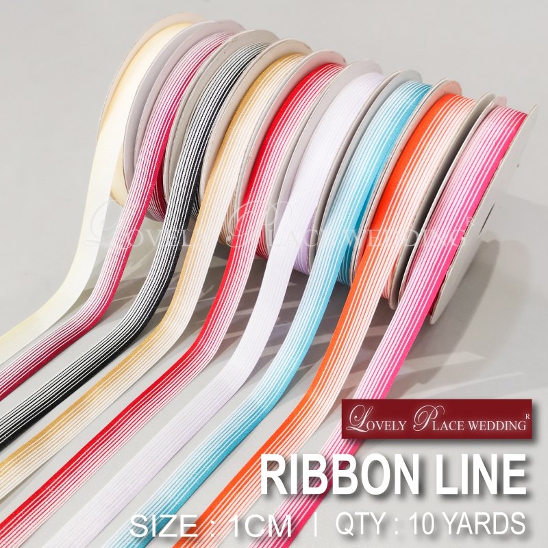 10 YARDS - 1 CM FANCY EX LINE RIBBON / REBEN 1CM | Shopee Malaysia