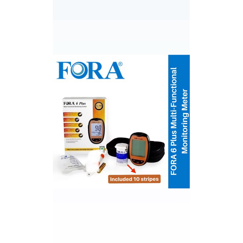 FORA 6 Plus Glucometer Blood Glucose Meter, Ketone, Uric Acid ,Total ...