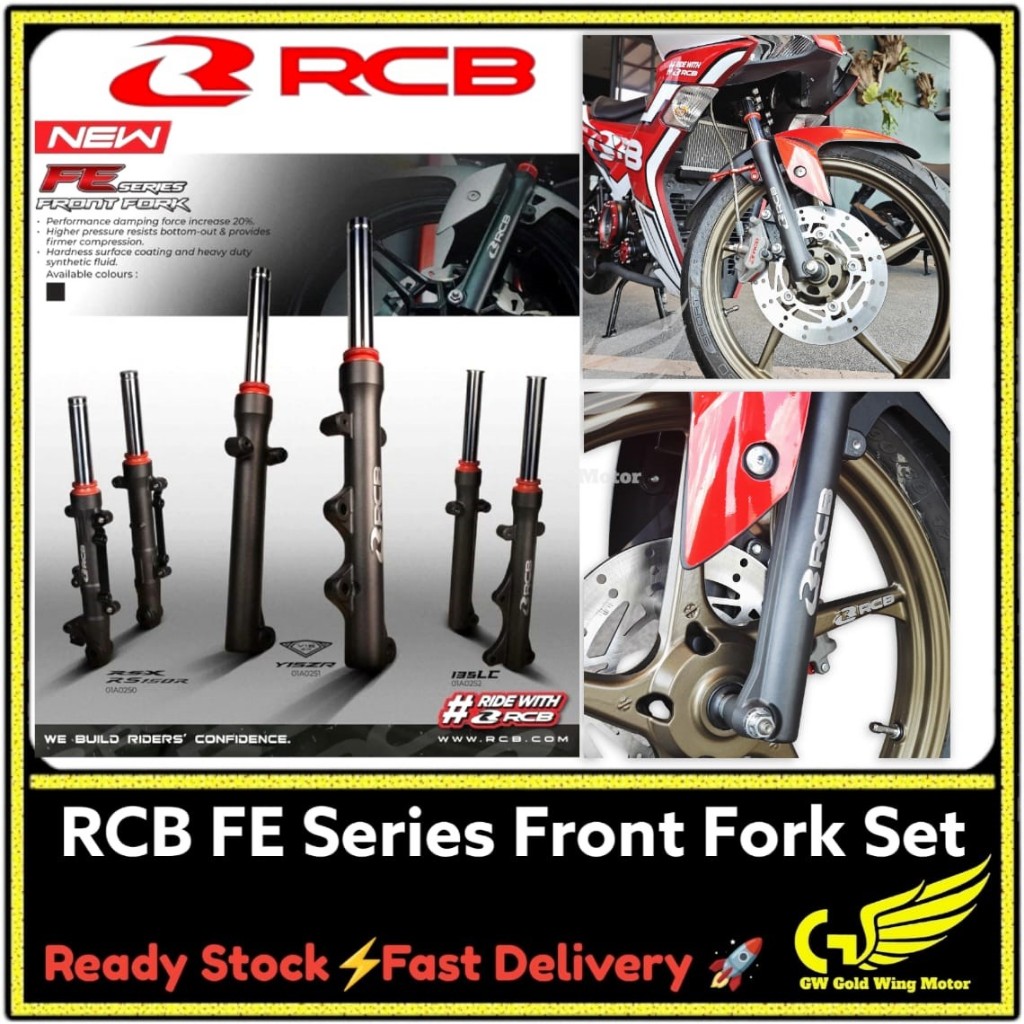RCB FE SERIES FRONT FORK SET BLACK COLOUR ABSORBER 2024 NEW DEPAN HITAM ...