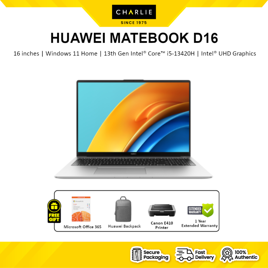 HUAWEI MATEBOOK D16 2024 13TH I5 (16GB RAM+1TB) / I9 (16GB RAM+1TB ...