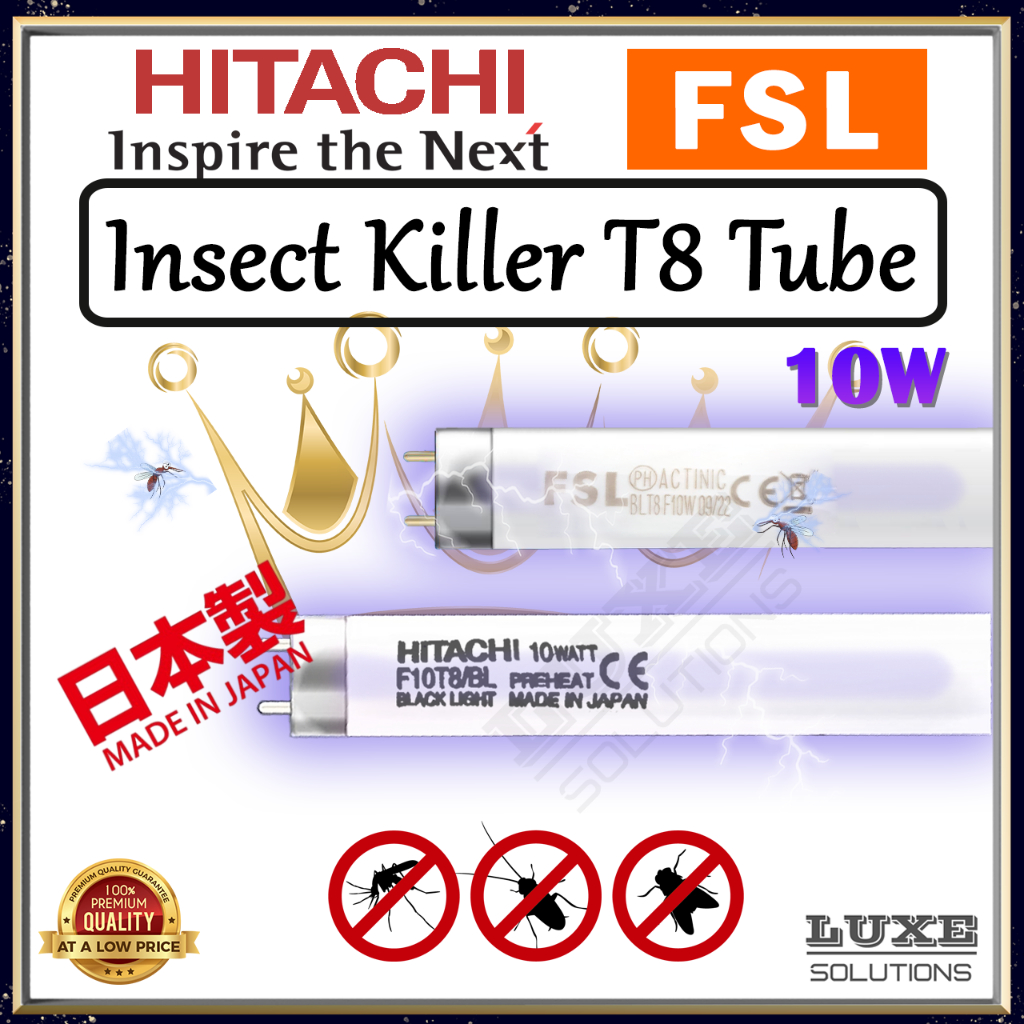 Hitachi FSL 10W Black Light BL UV Tube Replacement Tube Insect Killer / Fluorescent T8 Tube ...