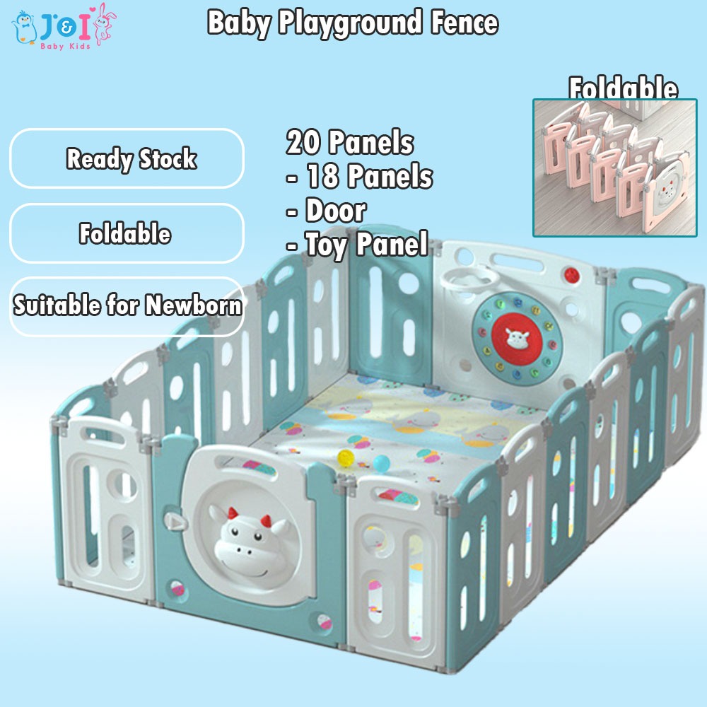 Baby Fence 20 Panel Foldable Baby Fence Playground Fence Baby Play Yard ...
