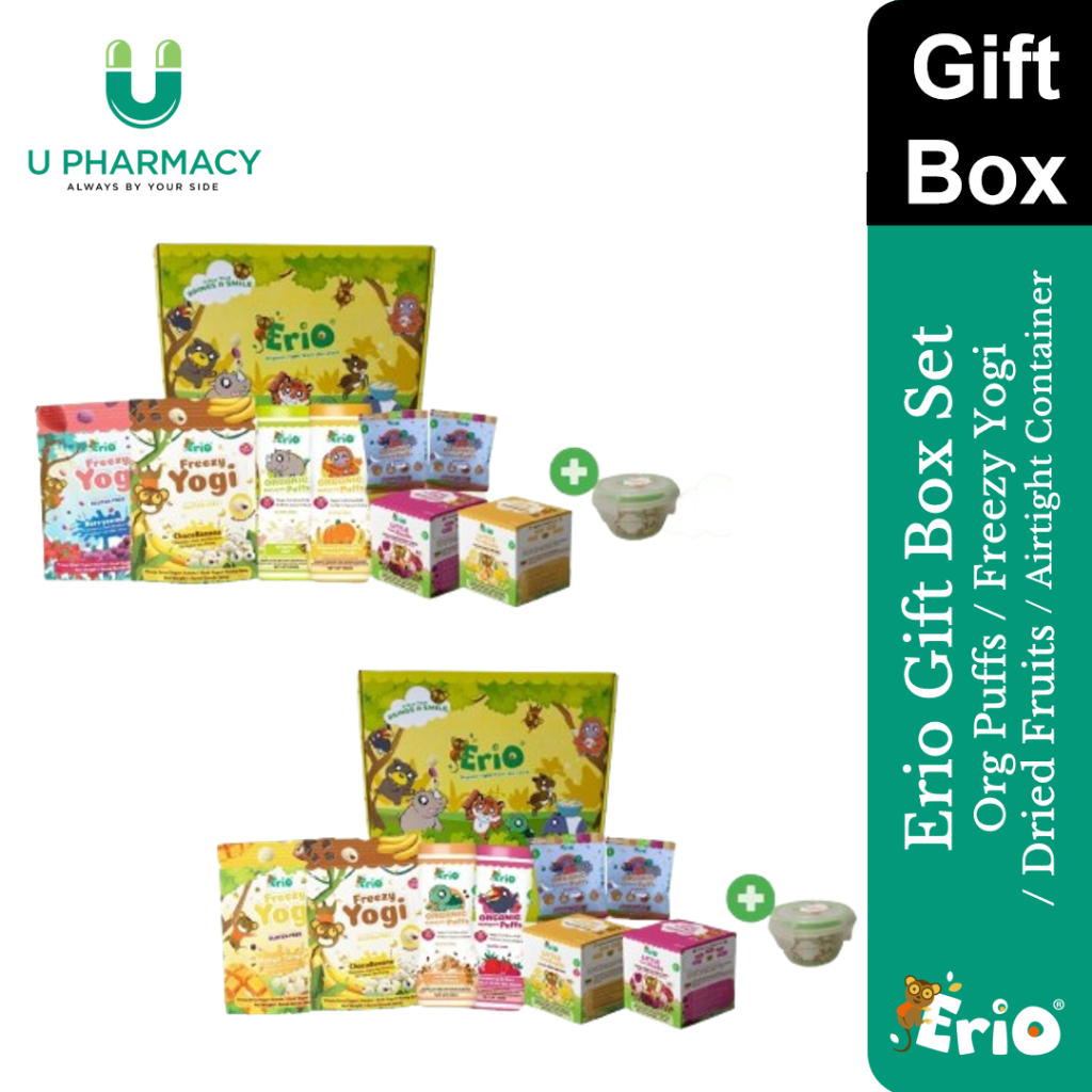 (U Pharmacy) Erio Gift Box Set (Multigrain Puffs / Freezy Yogi / Little ...