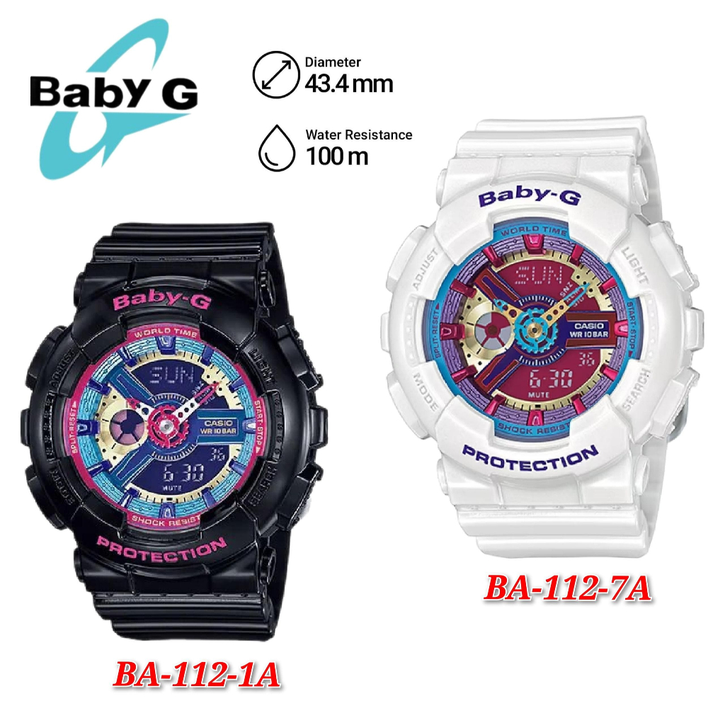 Casio Baby-G BA-112-1A / BA-112-7A Analog Digital Sporty Design Resin Band Watch - BA-112 ...