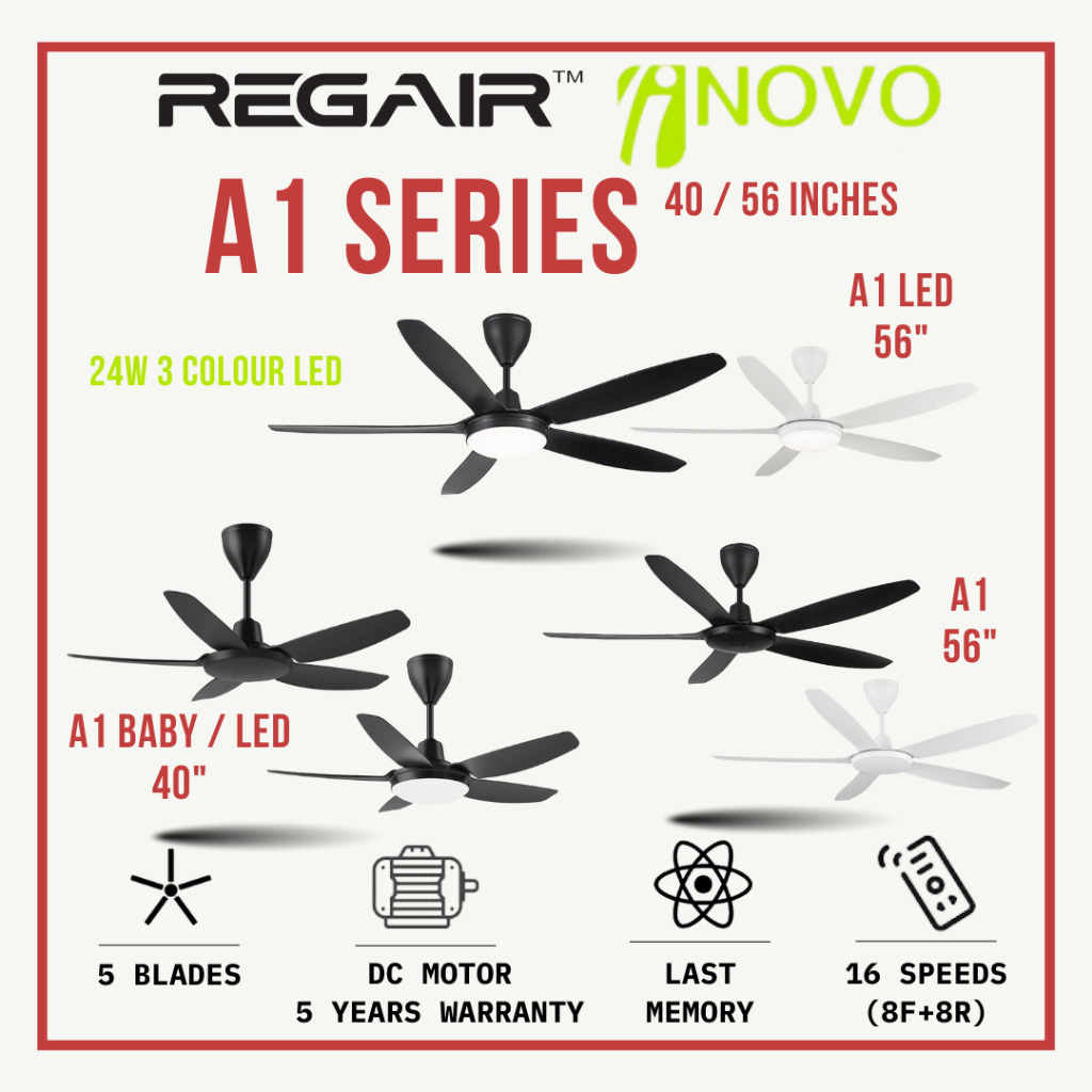 Regair Inovo A1 / A1 Led / A1 Baby Led 40"/56" Ceiling Fan DC Motor ...