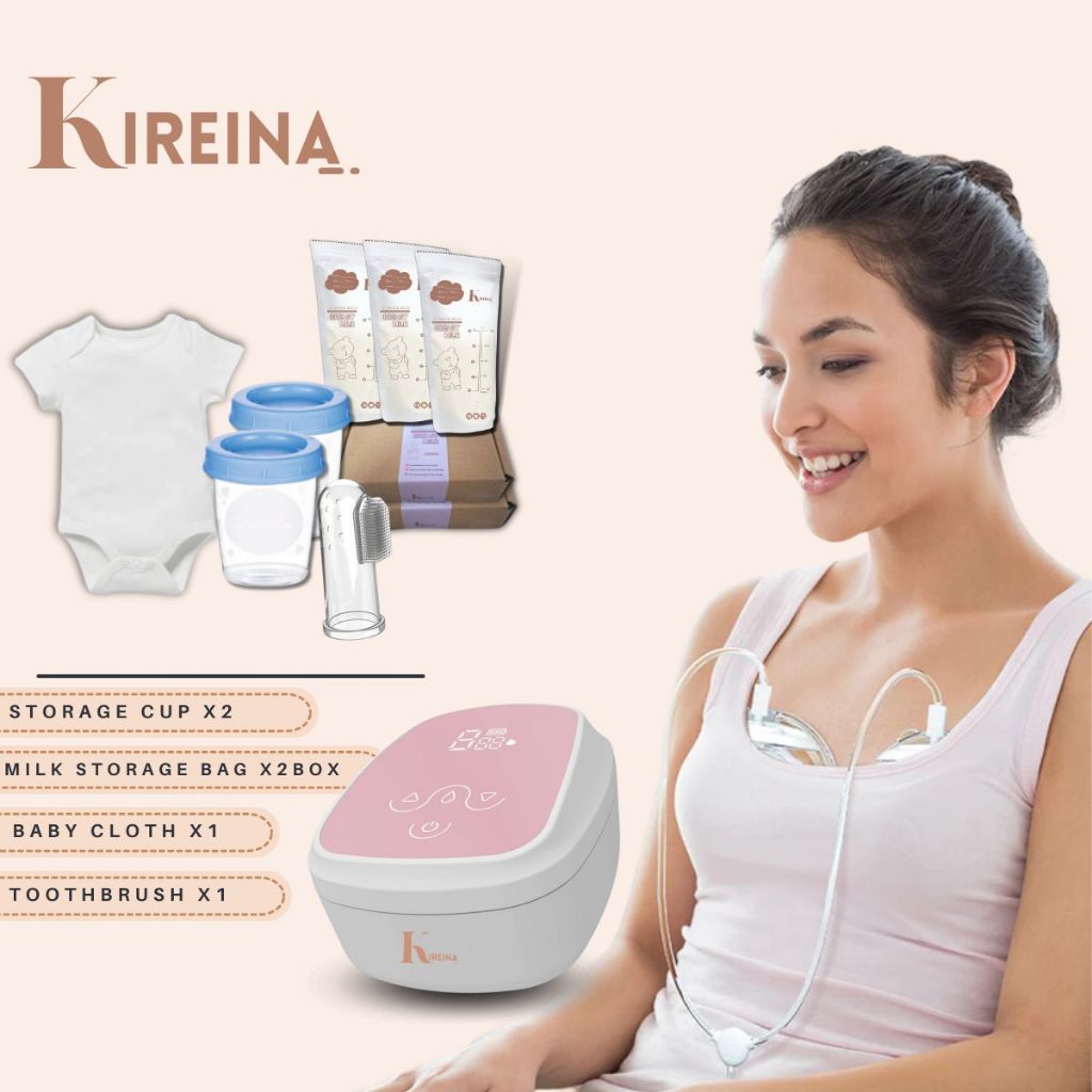 Kireina (Upgrade) Handsfree Breast Pump Set Double Breastfeeding Pump ...