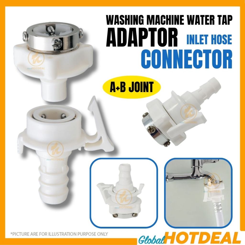A+B Joint Washing Machine Water Tap AB Inlet Hose Connector Hose Joint ...