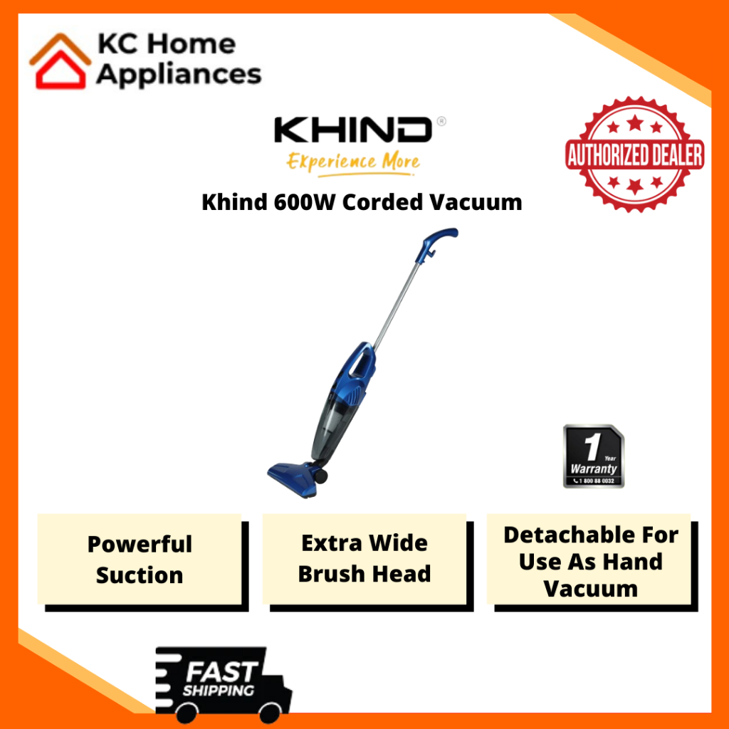 Khind Vacuum Cleaner | 600W | Wide Brush Head | Detachable | Powerful ...