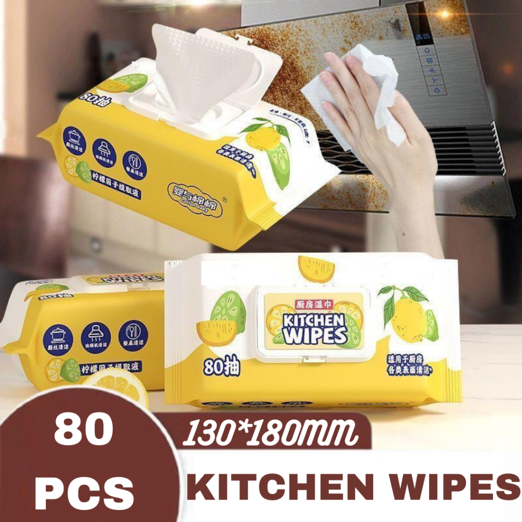 ️READY STOCK ️Kitchen Wipes 80Pcs Disposable Kitchen Wet Tissue ...
