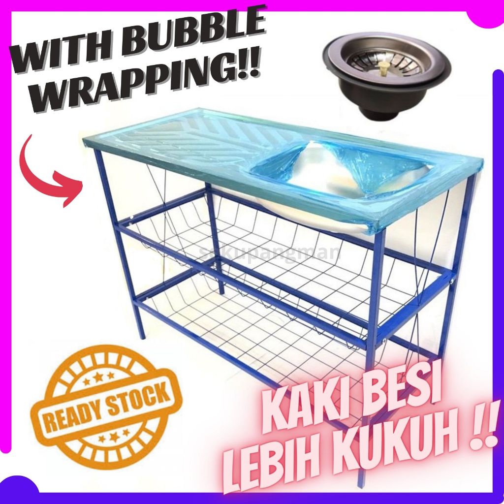 [Ready Stock] 18" x 42" Sinki Dapur Stainless Steel Sink With Sink ...