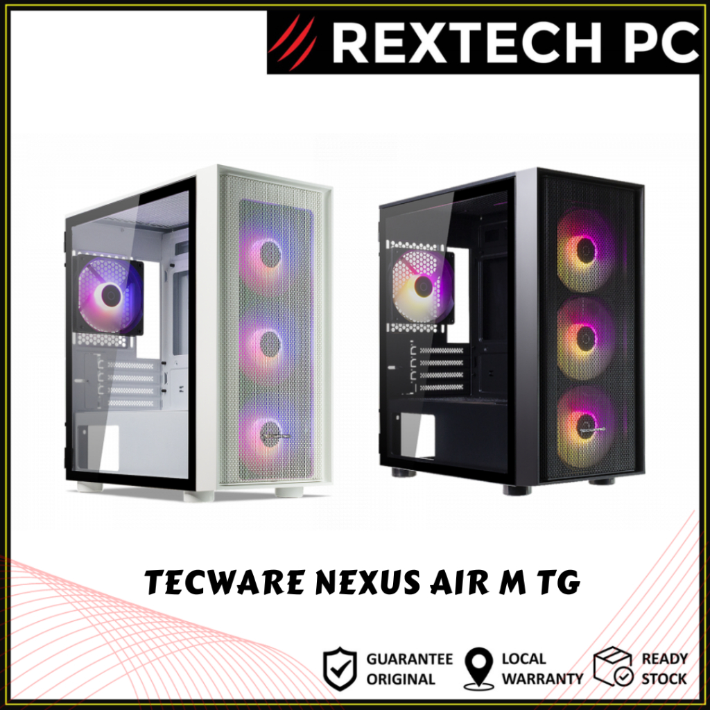 TECWARE Nexus Air M TG ARGB Black / White Full mesh MATX Casing PC ...