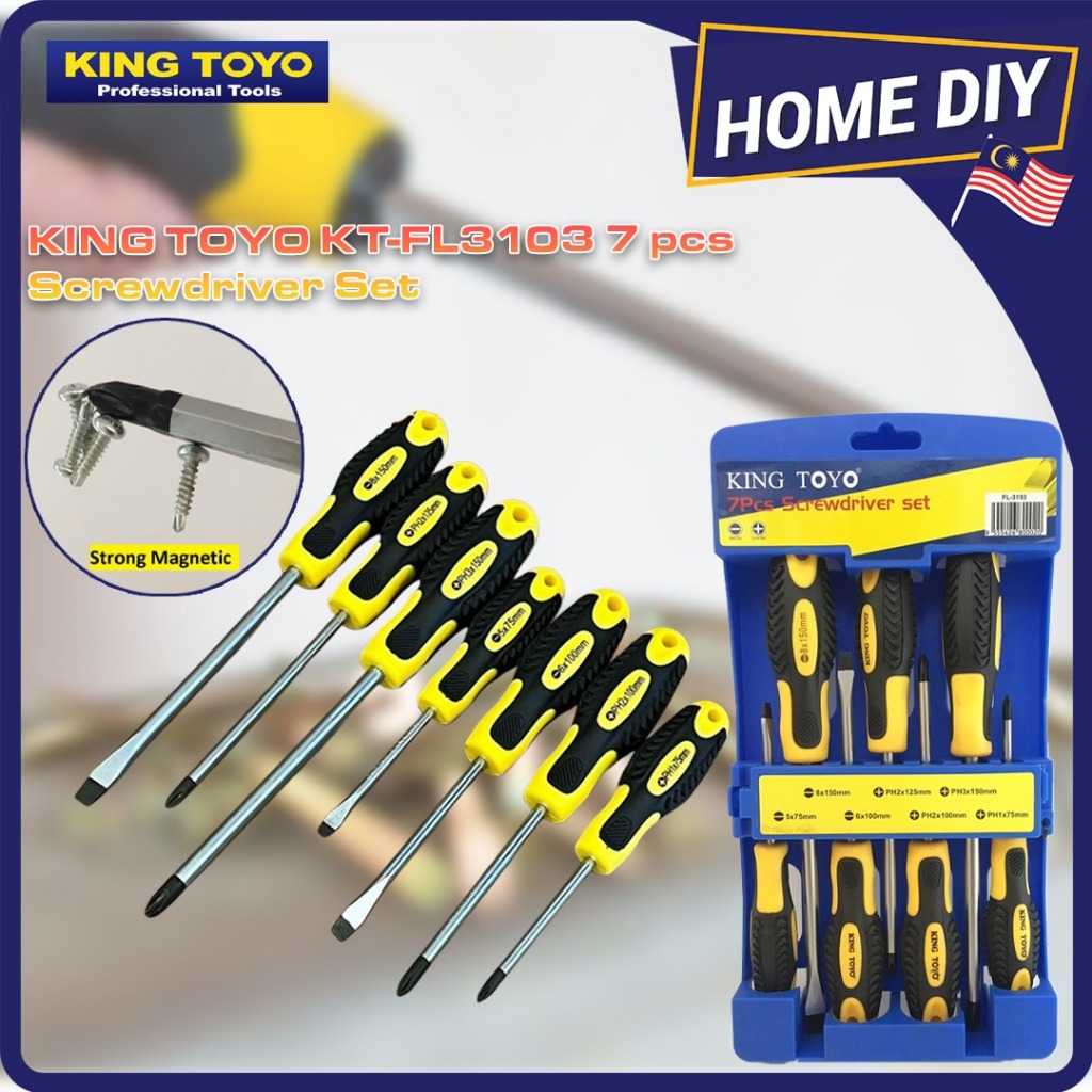 KING TOYO 7PCS KT-FL3103 SCREWDRIVER SET / 7PCS IMPACT SCREWDRIVER SET ...