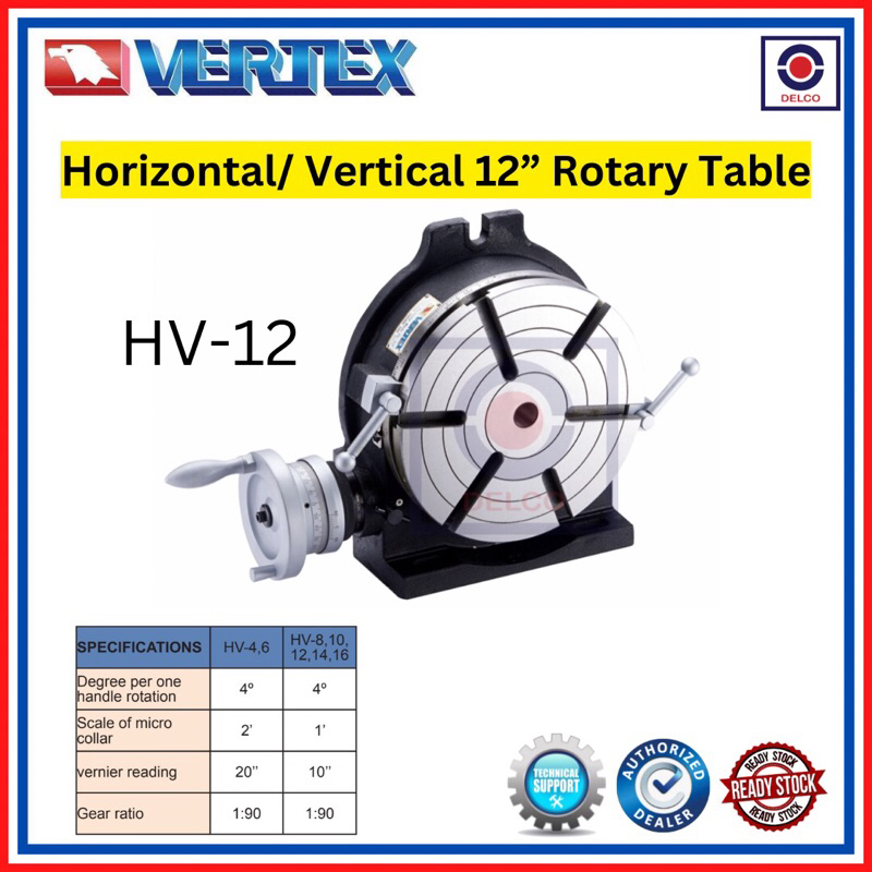 VERTEX TAIWAN (HV-14) 14” Rotary table Horizontal Vertical for 3jaw ...