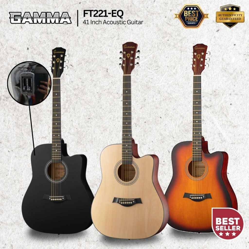 GAMMA Series 41inch Acoustic Guitar with 2 band EQ / Semi Acoustic ...