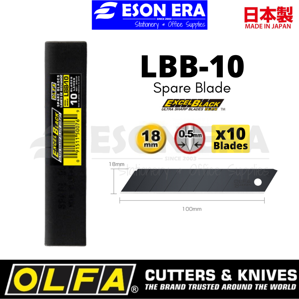 Olfa LBB-10 Cutter Blades 18mm Excel Black 10Blades/case | Shopee Malaysia