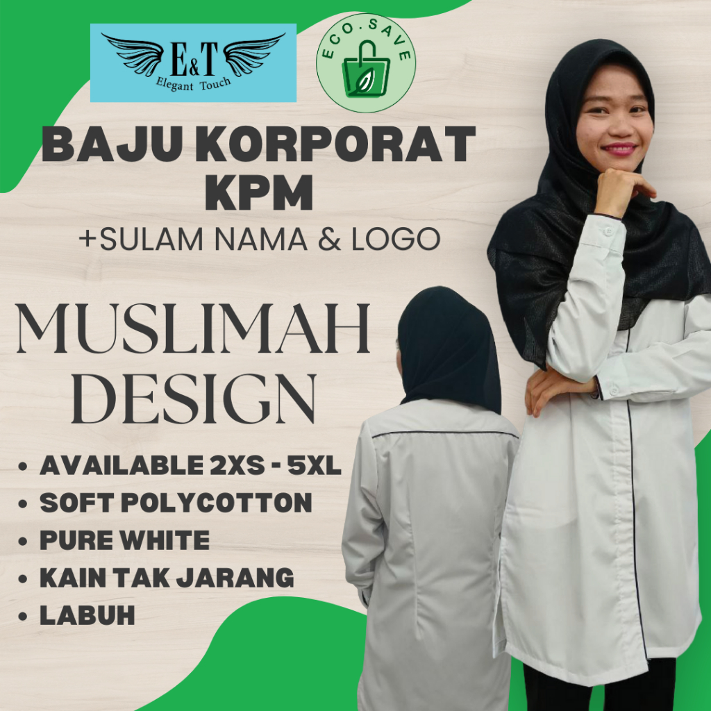 [ MUSLIMAH ] BAJU KOPORAT KPM SIAP SULAM NAMA DAN LOGO UNTUK GURU CIKGU WANITA | Shopee Malaysia