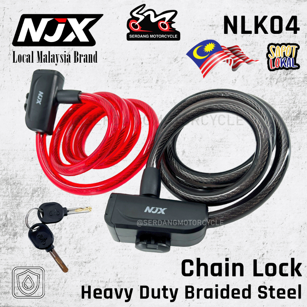 NJX NLK04 Kunci Keselamatan Basikal Universal Anti-Theft Long Steel ...