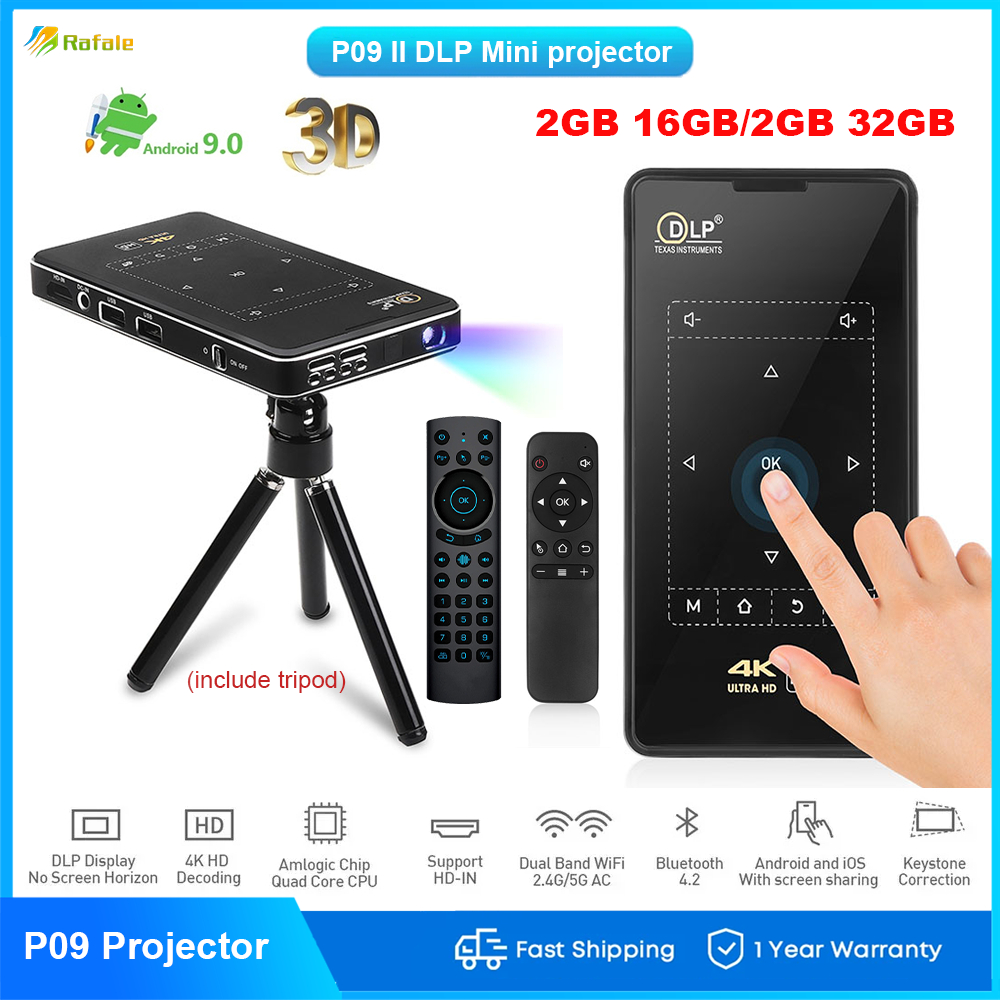 P09 Upgraded version Full HD Projector 2GB 32GB DLP Android9.0 ...