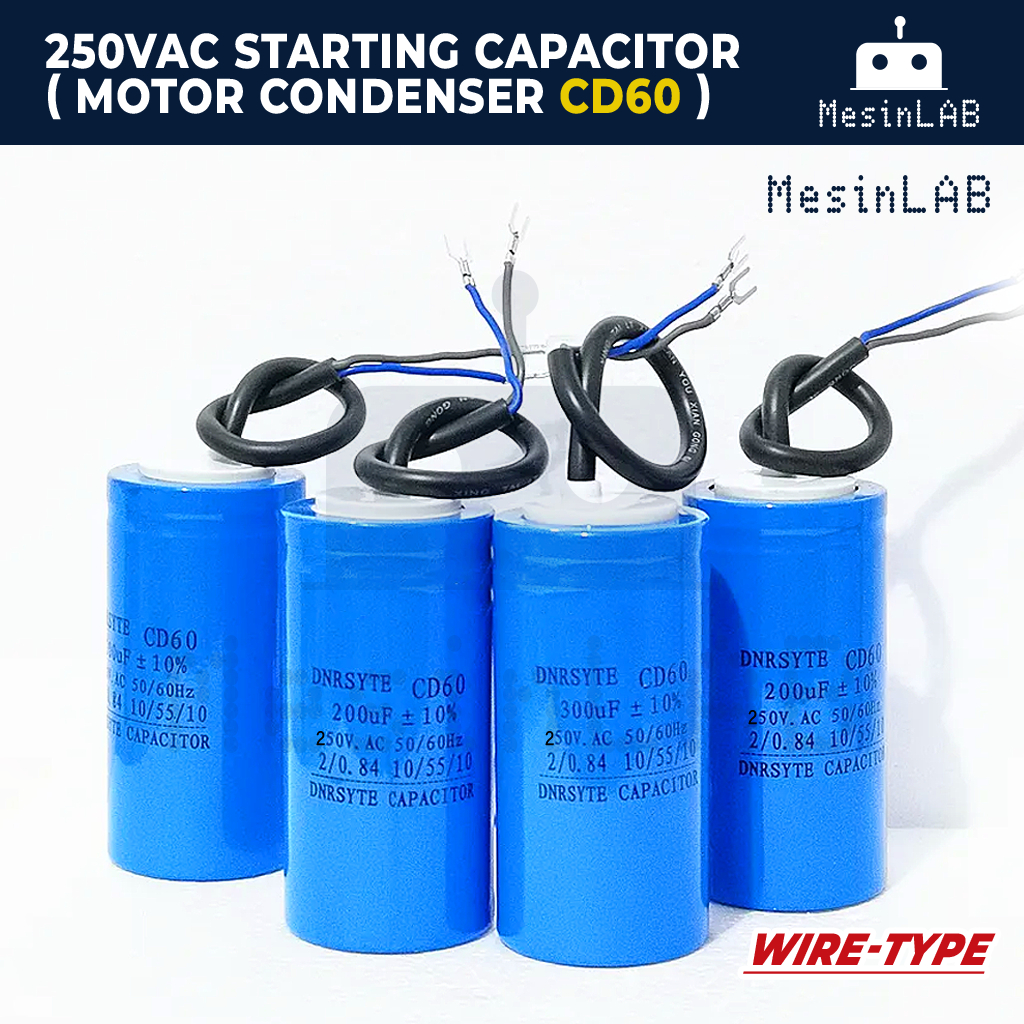 (MesinLAB) 250V Electric Motor Starting Capacitor CD60 Condenser Start ...