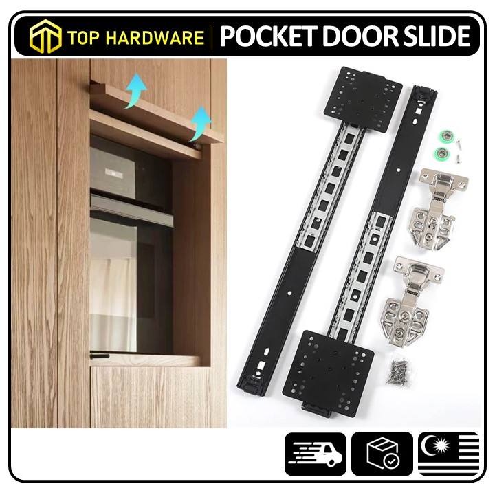 TOP🇲🇾 Conceal Invisible Folding Pocket Slide Pivot Door Rail Hardware ...